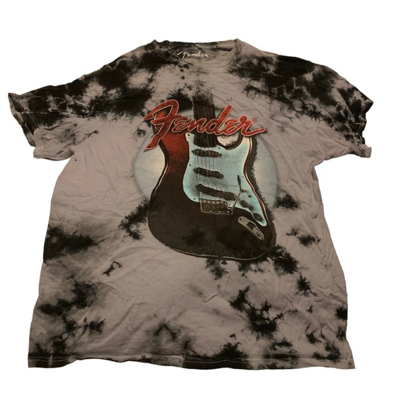 Fender | Shirts | Mens Fender Guitar Brand Logo Gray With Black Tie Dye ...